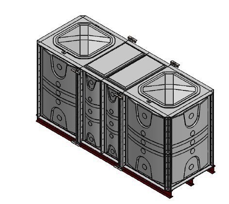 4500L GRP Sectional Water Tank, 3x1x1.5- Divided (IFB) - Tanks IE